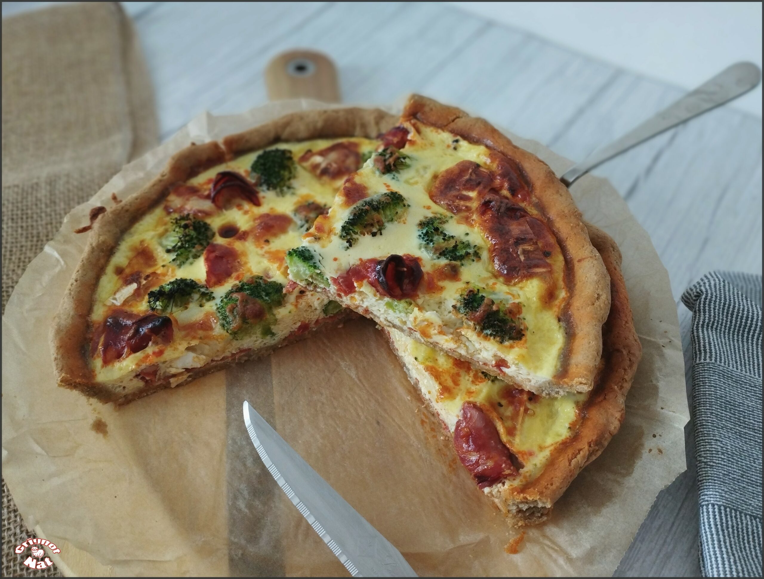 quiche brocoli chorizo et chèvre (IG Bas) - Grignot-Nat