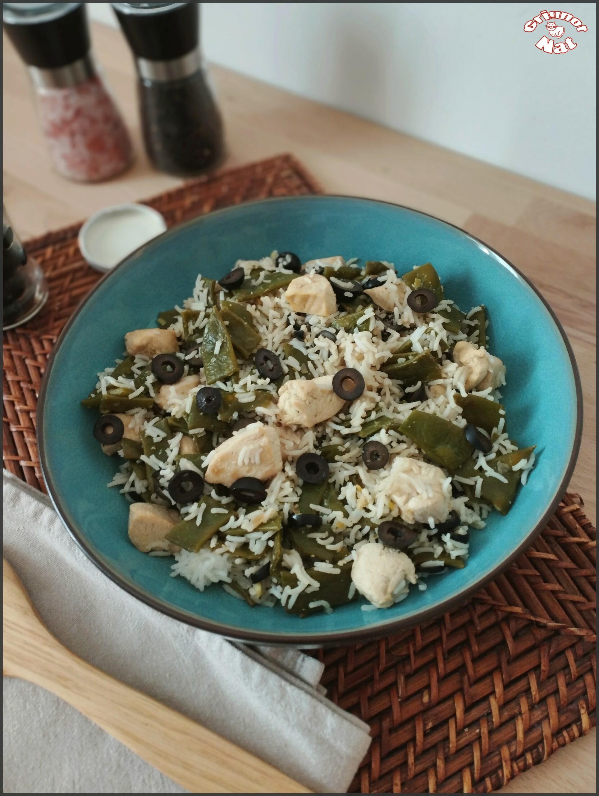 riz sauté au poulet et haricots plats (recette IG Bas) - Grignot-Nat